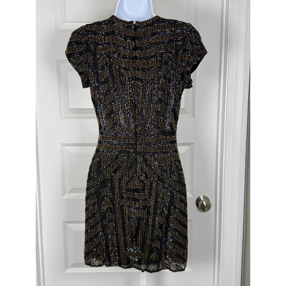 Parker | Dresses | Parker Black Serena Hand Beaded Silk Mini Dress Xs ...